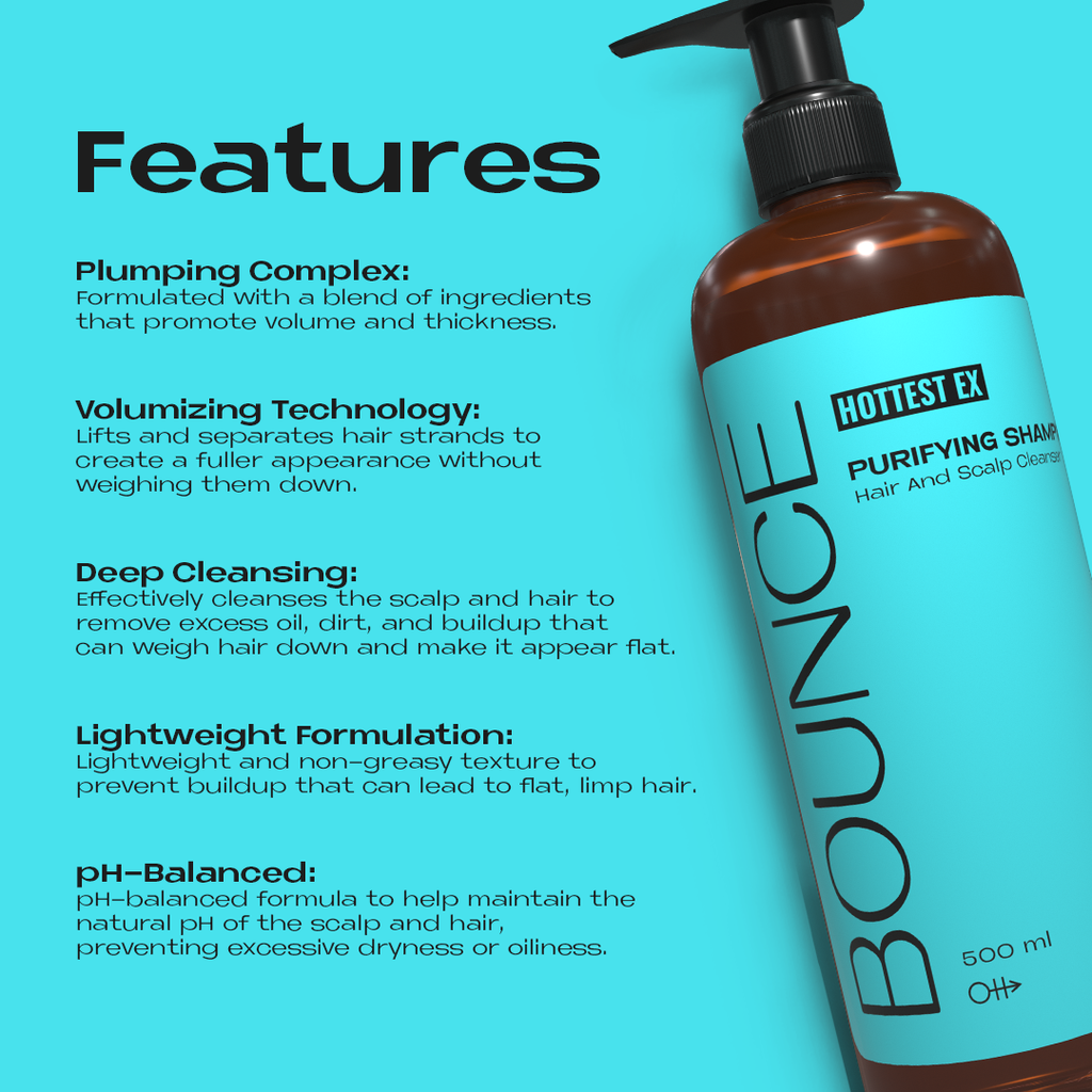 BOUNCE Purifying Shampoo - Volumizing Hair & Scalp Cleanser | Hottest Ex